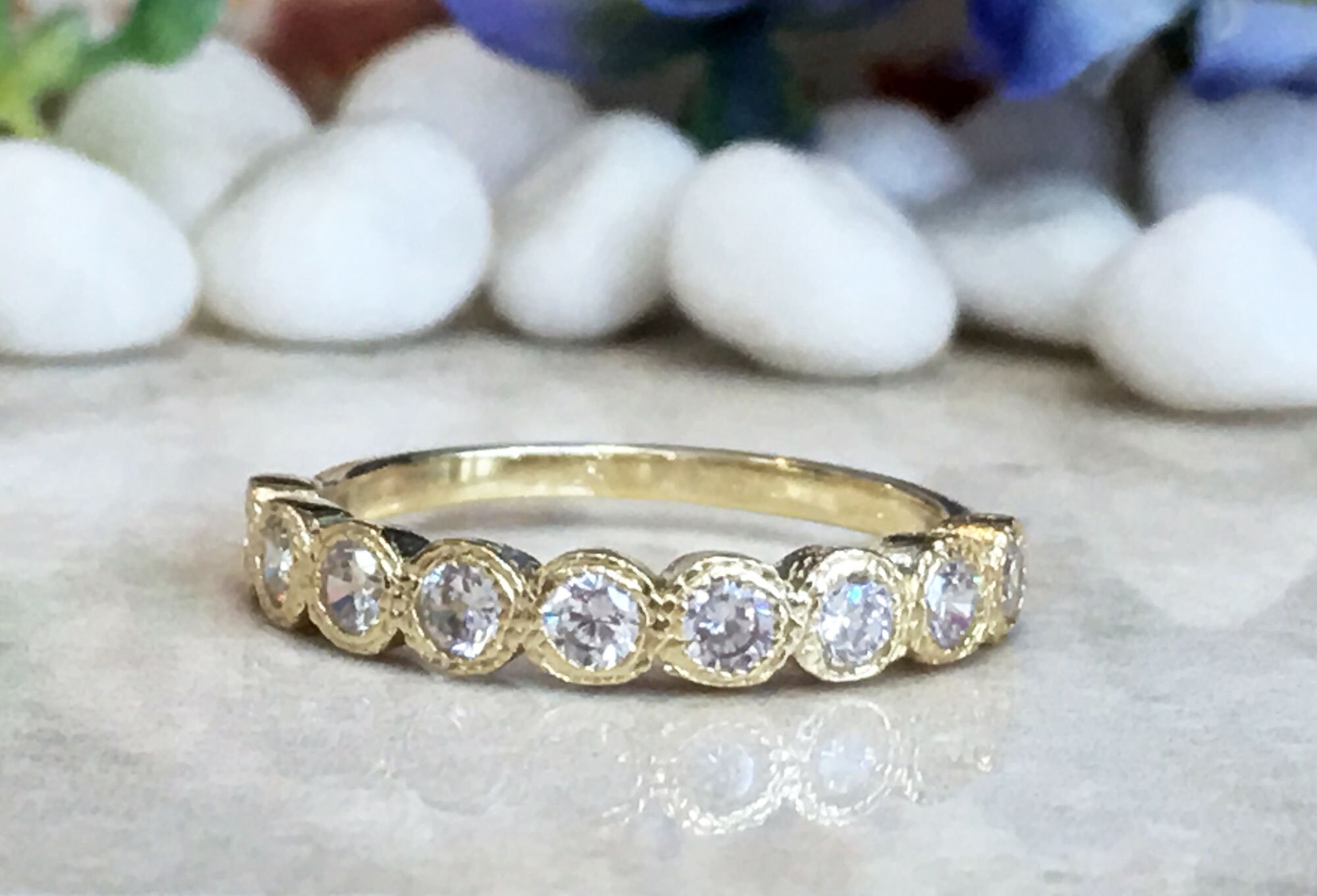 Clear Quartz Ring White Quartz Band Stack Ring April | Etsy