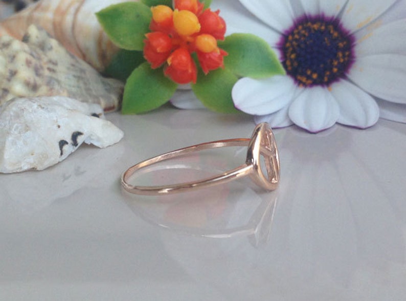 Gold Peace Ring Stacking Ring Peace Sign Jewelry Peace - Etsy