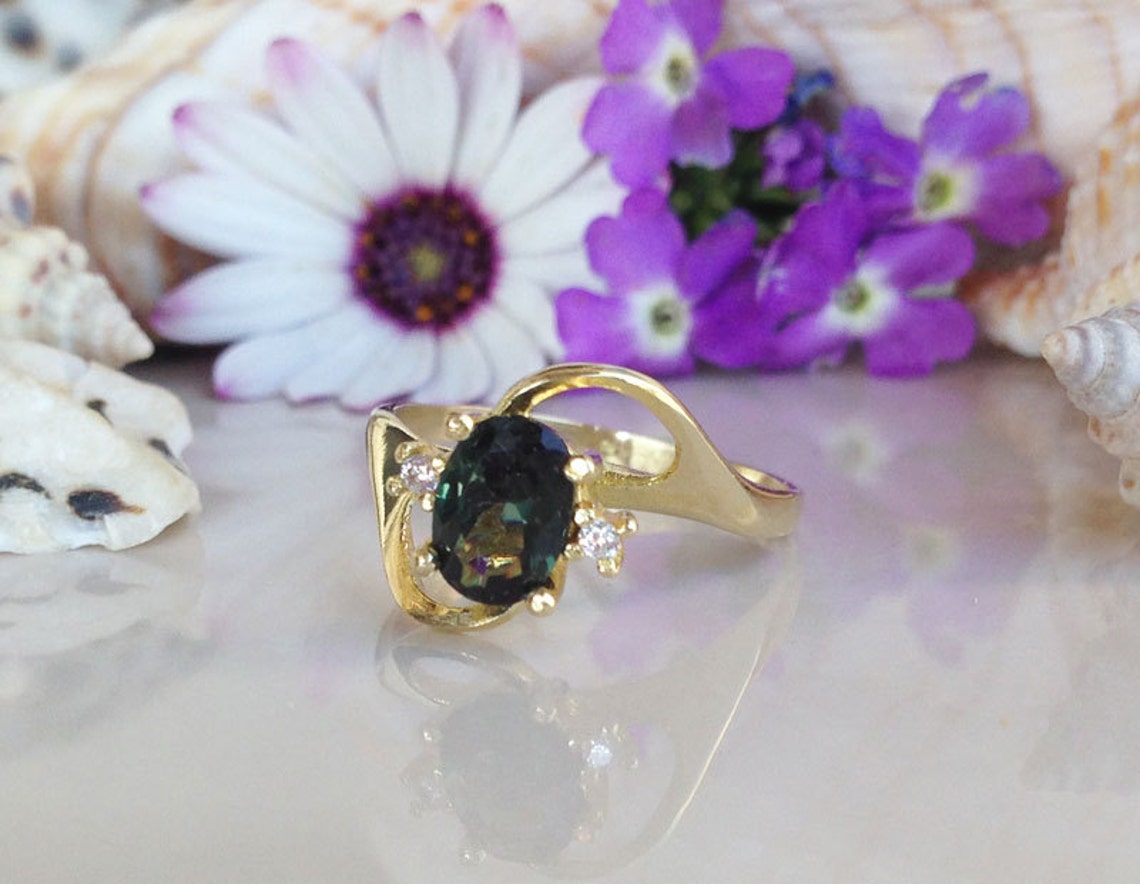 Green Tourmaline Ring Stacking Ring Prong Ring Tiny - Etsy