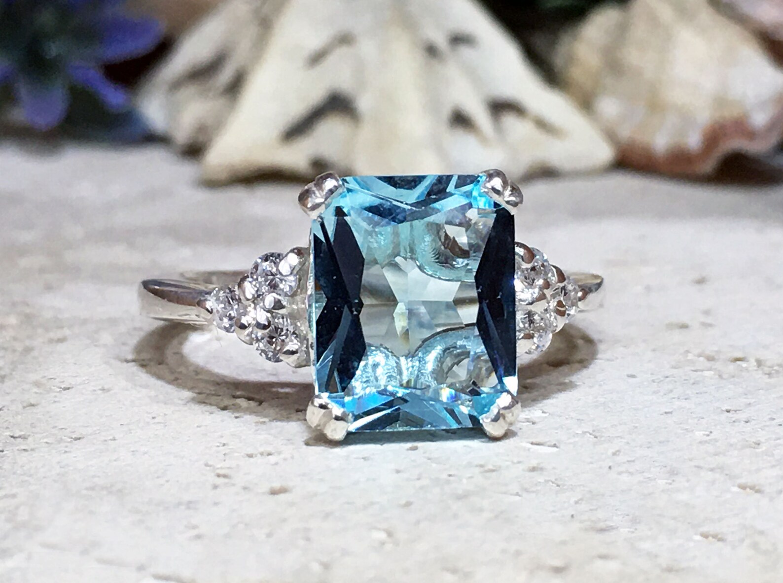 Aquamarine Ring March Birthstone Statement Ring Gold - Etsy