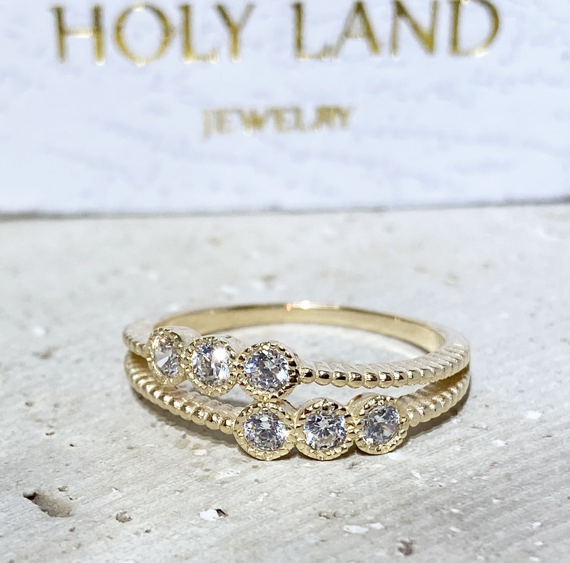 Clear Quartz Ring White Quartz Band Gold Ring April - Etsy