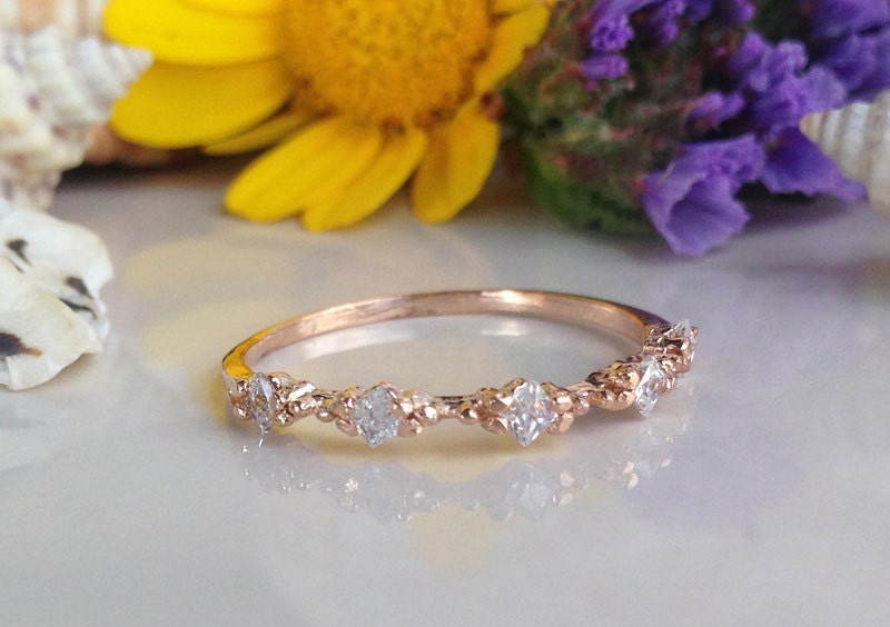 Clear Quartz Ring Gold Ring White Quartz Band Stack Ring | Etsy