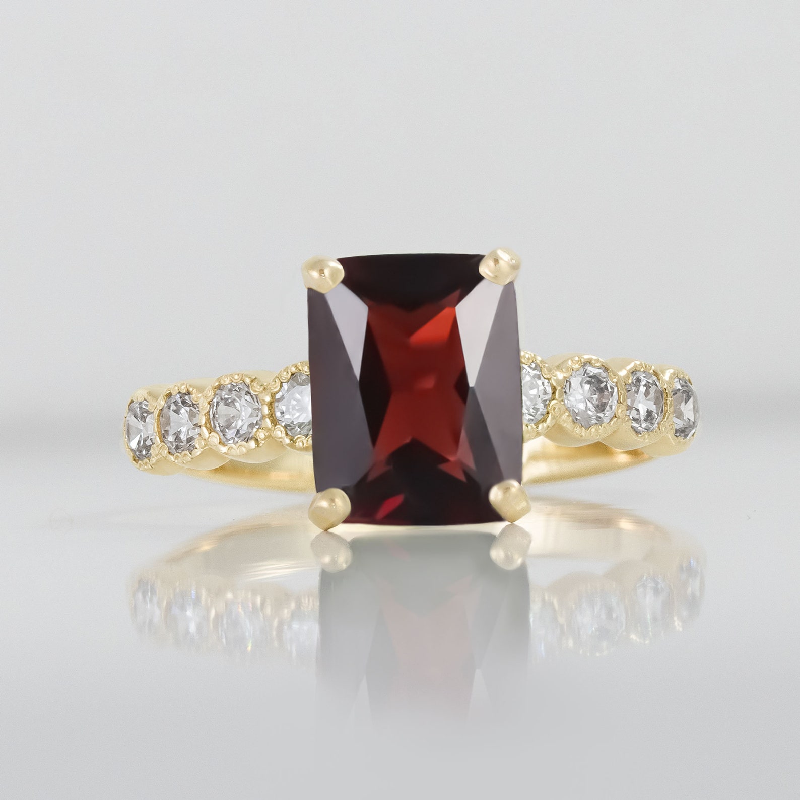 Red Garnet Ring January Ring Statement Ring Gold Ring Engagement Ring ...