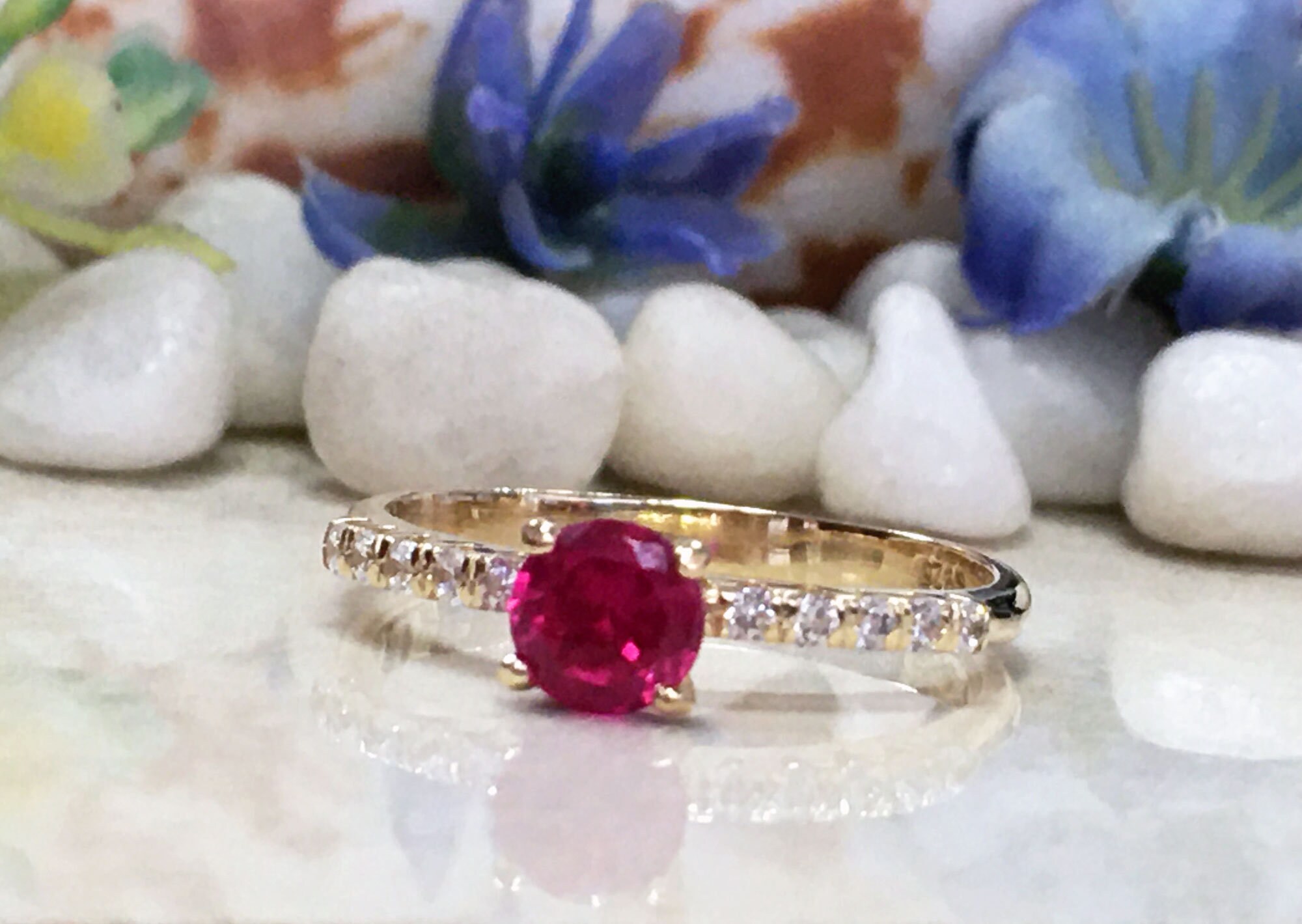 Ruby Ring - Gold Ring - Stacking Ring - July Birthstone - Dainty Ring ...