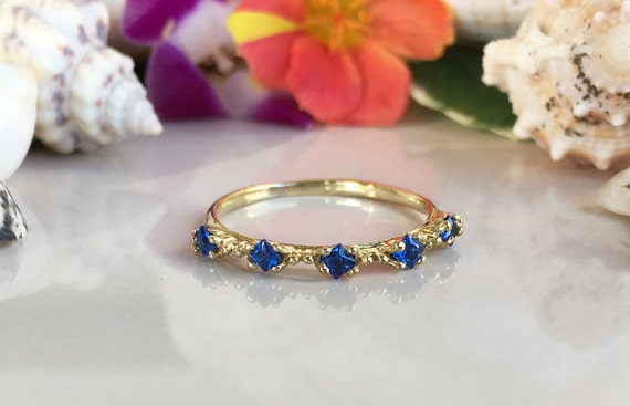 Blue Sapphire Ring Tiny Ring Slim Stack Ring Dainty Ring | Etsy