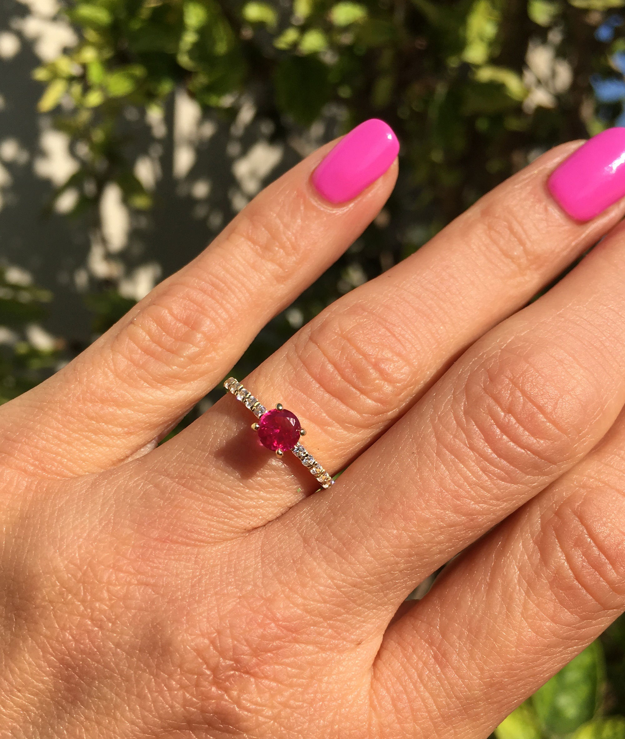 Ruby Ring - Gold Ring - Stacking Ring - July Birthstone - Dainty Ring ...