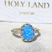 Blue Opal Ring October Birthstone Statement Ring Oval - Etsy