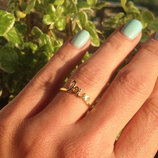 Cursive Love Ring - Etsy