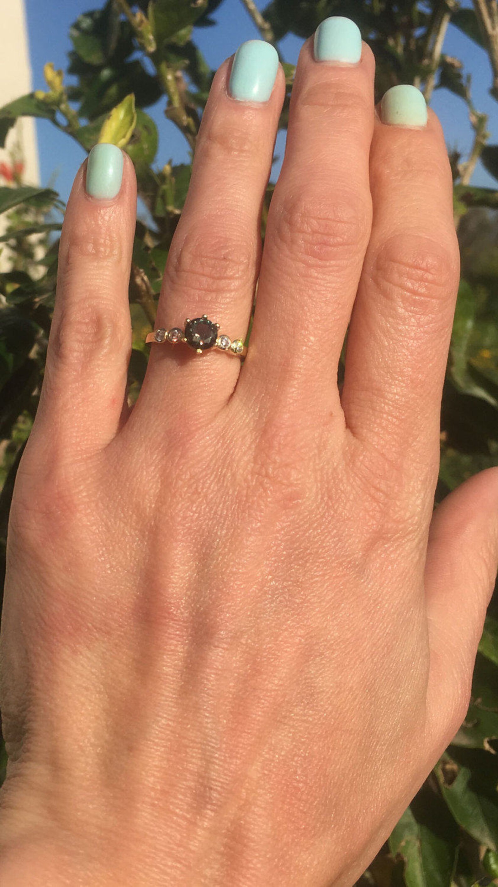 Green Tourmaline Ring Stack Ring Simple Ring Tiny Ring | Etsy