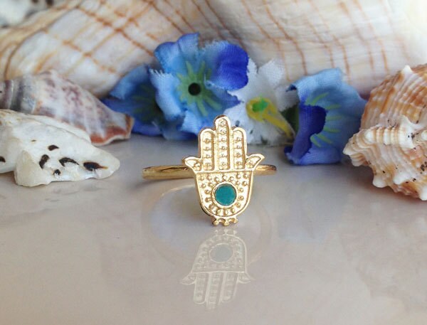 Silver Hamsa Ring Gold Hamsa Ring Hand of Fatima Ring | Etsy
