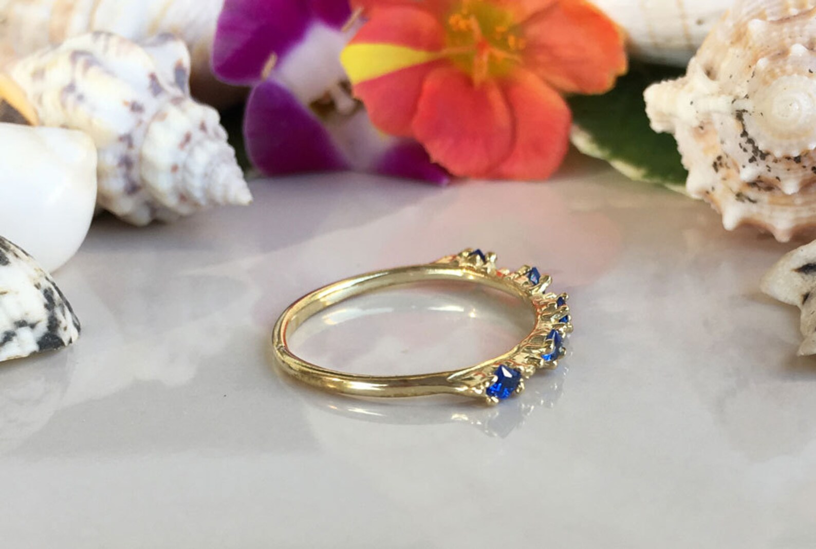Blue Sapphire Ring Tiny Ring Slim Stack Ring Dainty Ring | Etsy