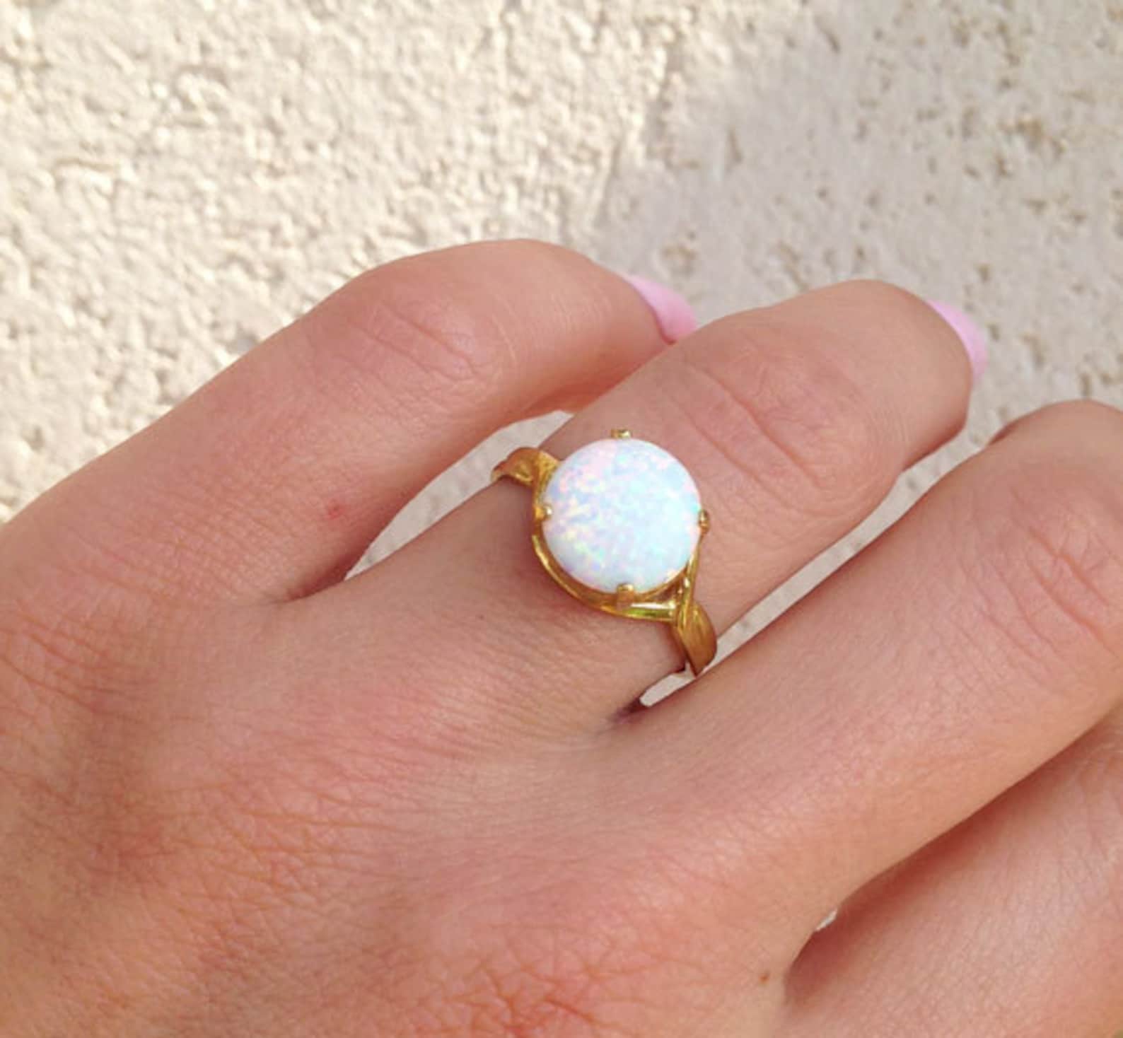 White Opal Ring Gold Ring Gemstone Ring Opal Jewelry - Etsy