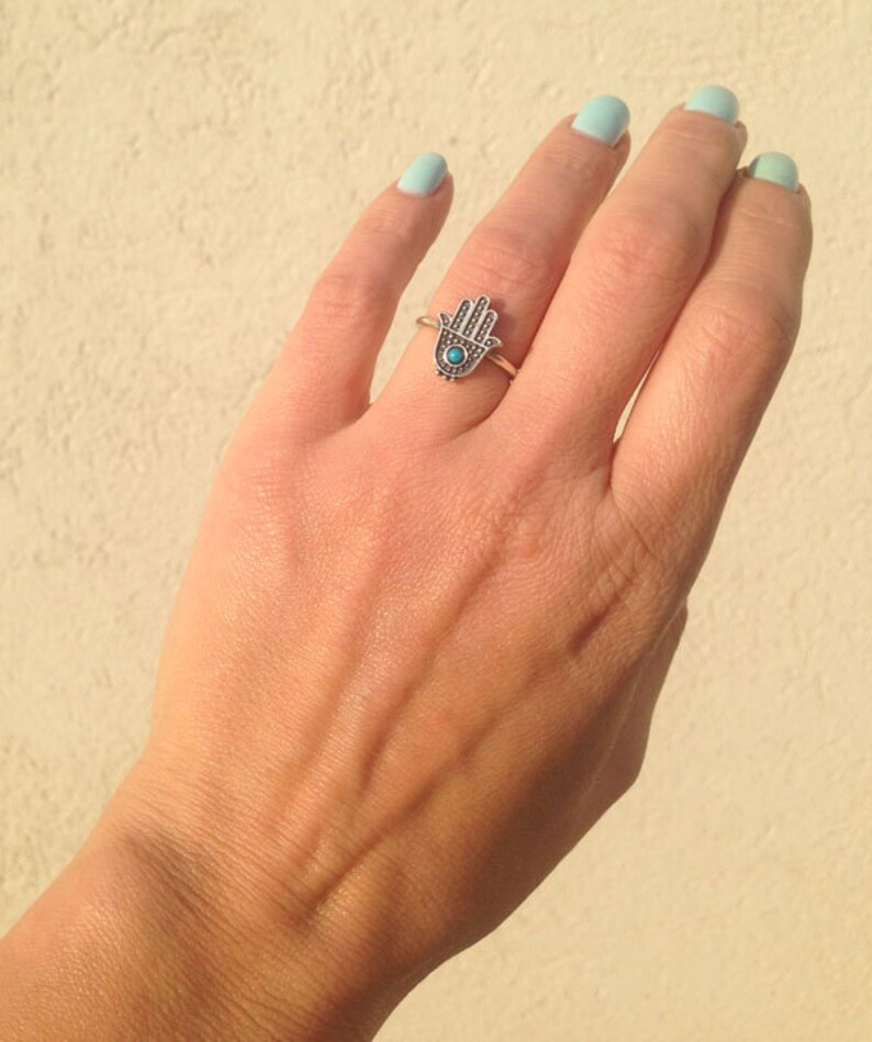 Silver Hamsa Ring Gold Hamsa Ring Hand of Fatima Ring | Etsy