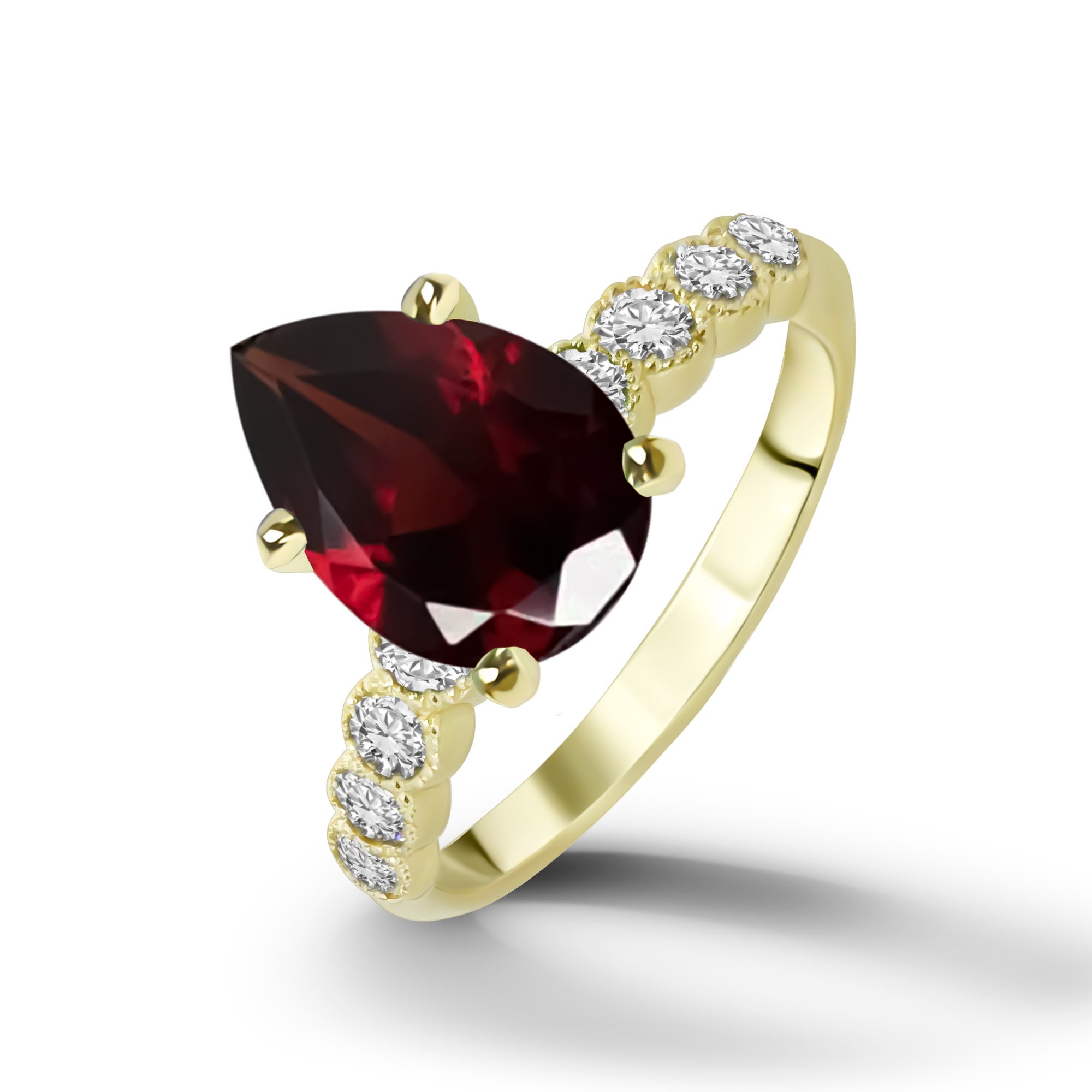 Red Garnet Ring January Ring Statement Ring Gold Ring - Etsy Israel