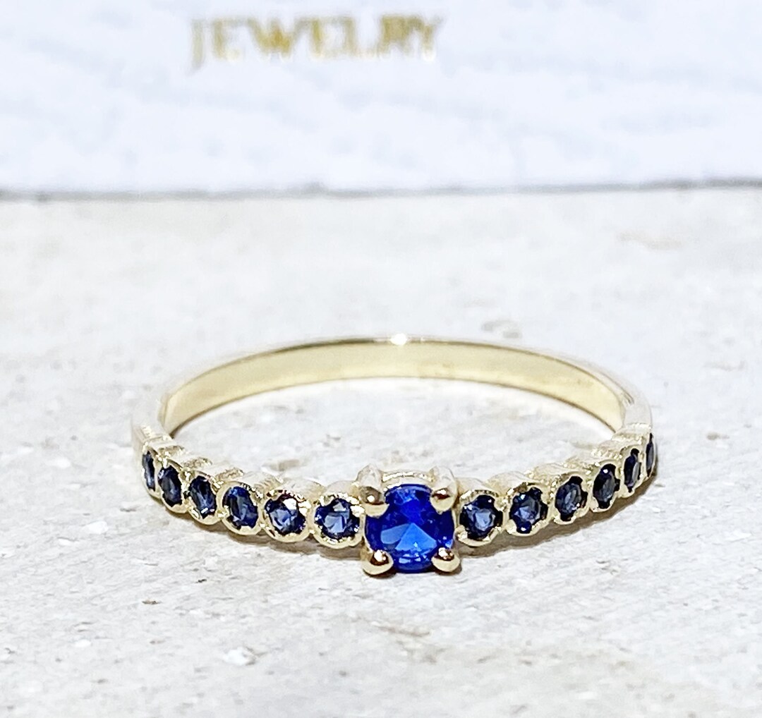 Blue Sapphire Ring - Gold Ring - Tiny Ring - Slim Ring - Stack Ring ...