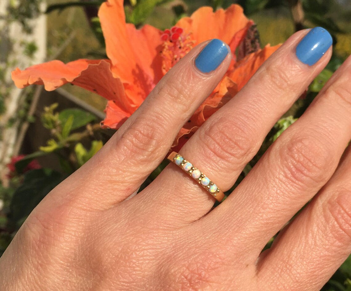 White Opal Ring Dainty Ring Tiny Ring Simple Ring - Etsy
