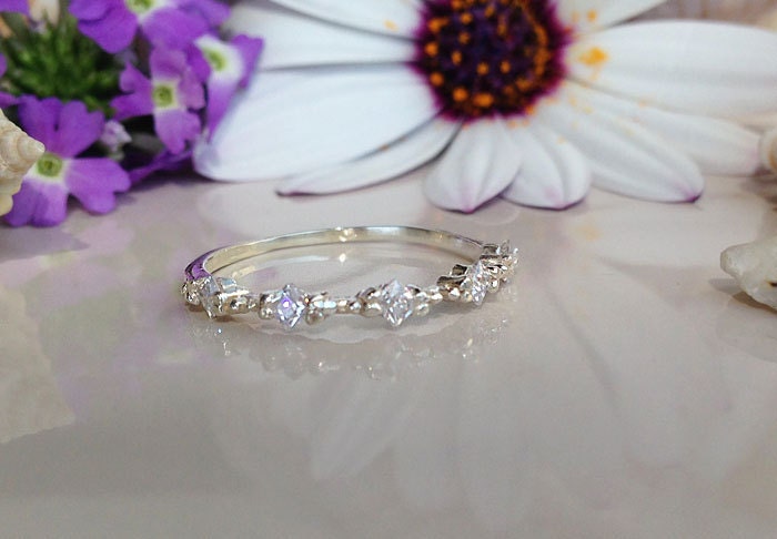 Clear Quartz Ring Gold Ring White Quartz Band Stack Ring | Etsy