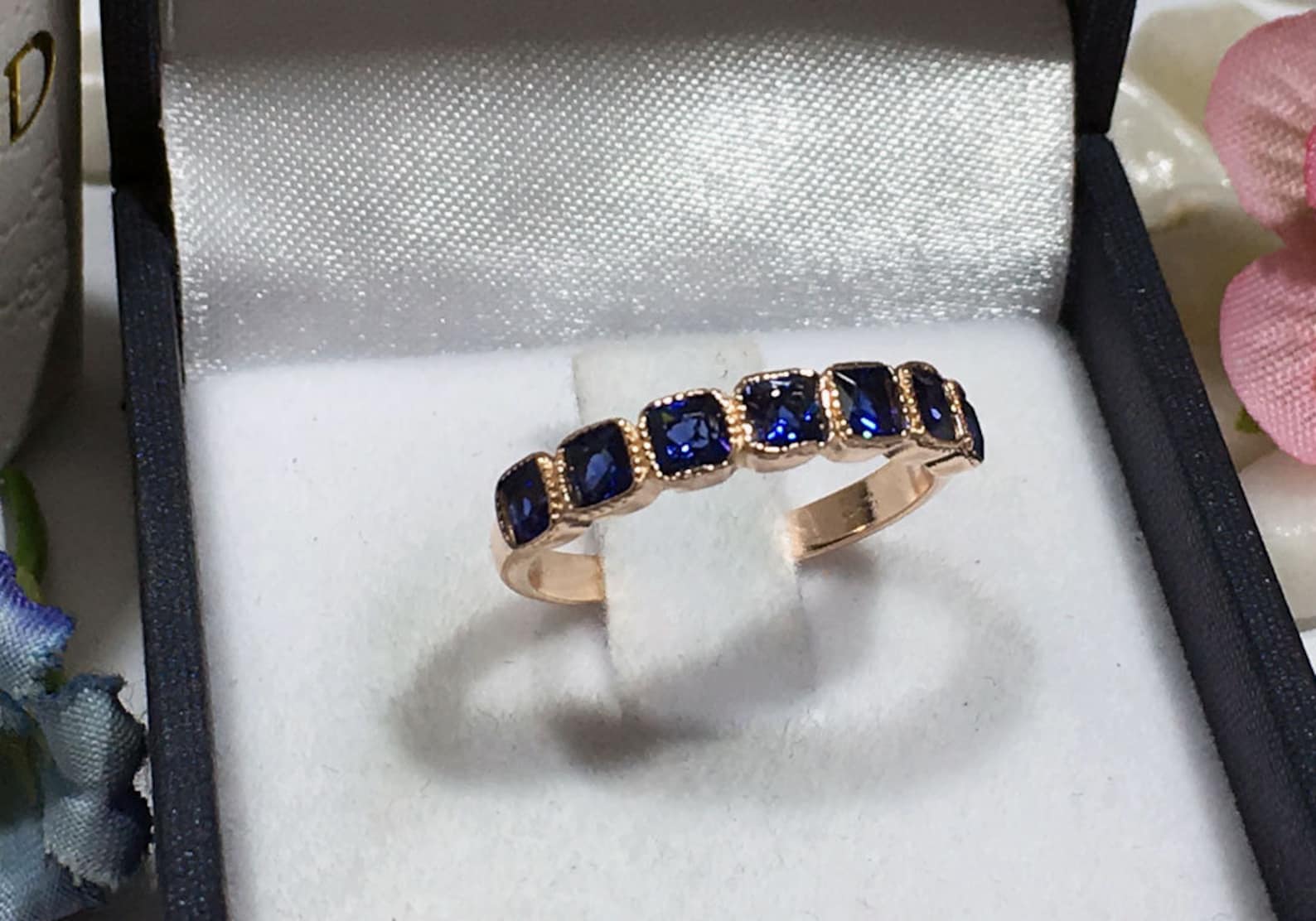 Blue Sapphire Ring September Ring Half Eternity Ring - Etsy