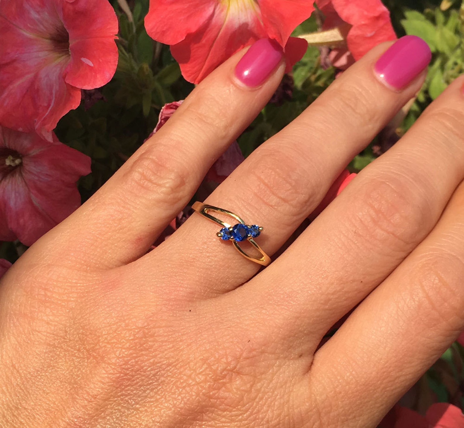 Blue Sapphire Ring - Royal Blue Ring - September Birthstone - Simple ...