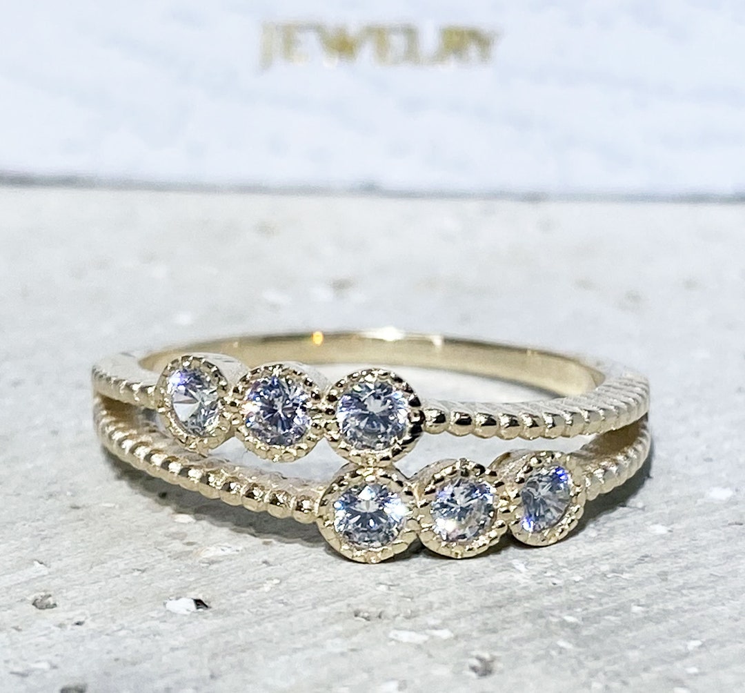 Clear Quartz Ring - White Quartz Band - Gold Ring - April Birthstone ...