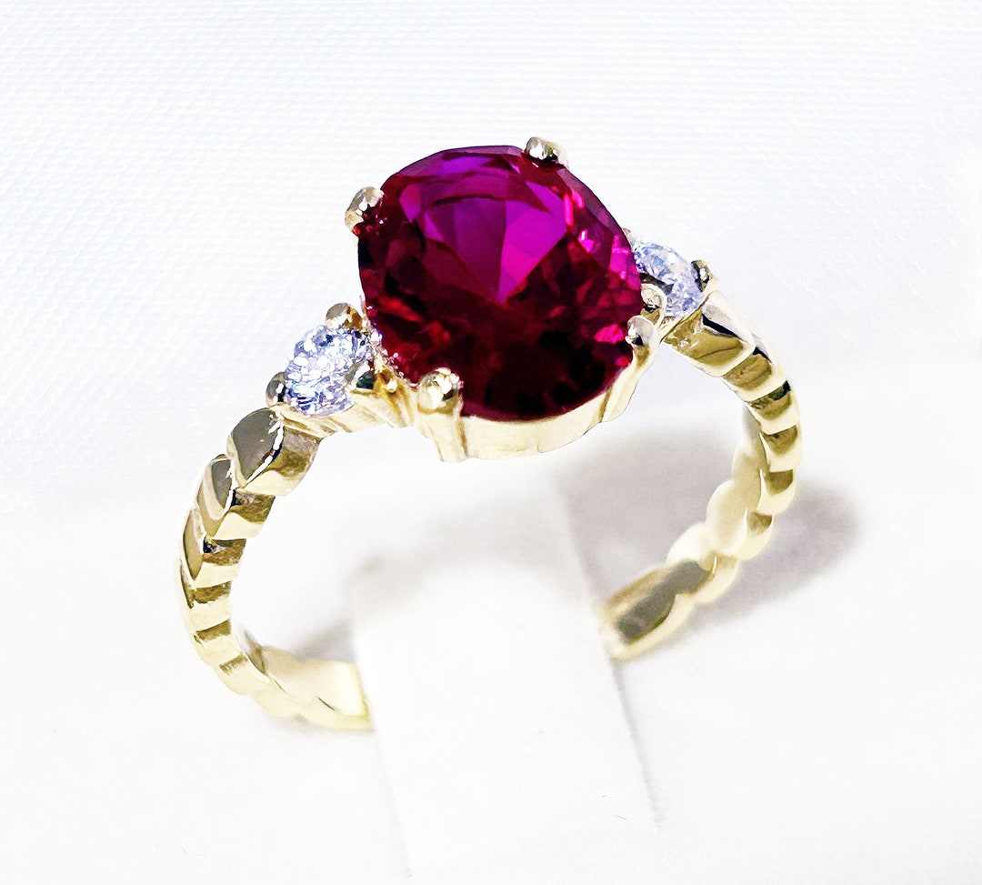 Ruby Ring - July Birthstone - Oval Ring - Statement Ring - Gold Ring ...