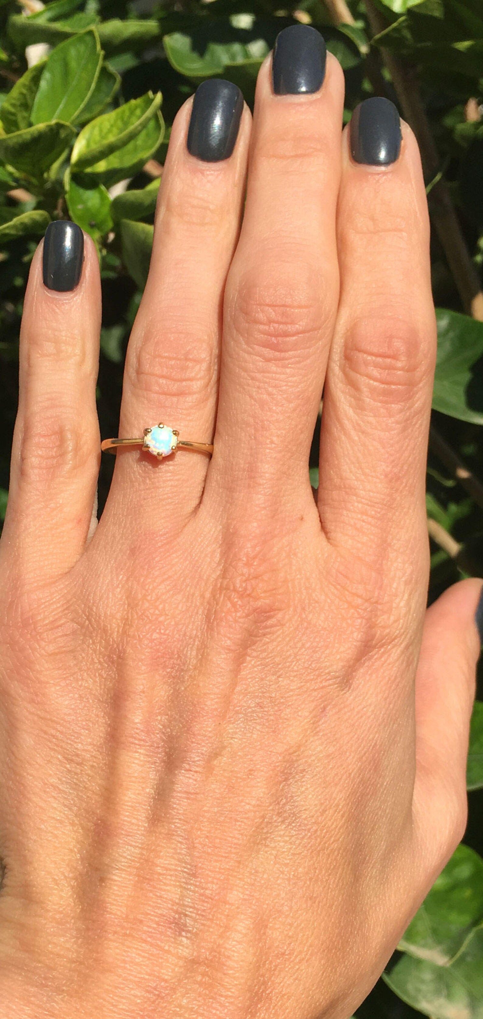 White Opal Ring Dainty Ring Tiny Ring Simple Ring | Etsy