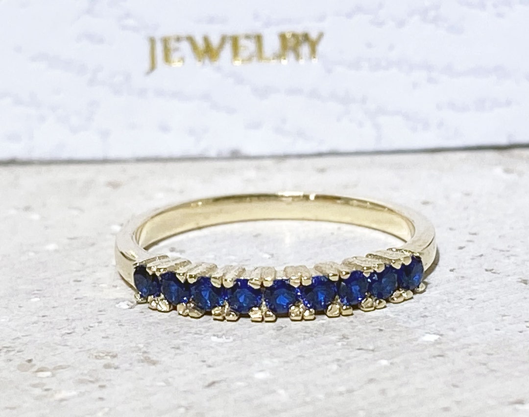 Blue Sapphire Ring - September Ring - Half Eternity Ring - Stack Ring ...