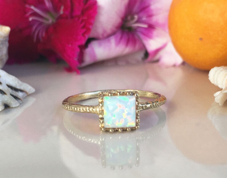 White Opal Ring Dainty Ring Tiny Ring Simple Ring - Etsy