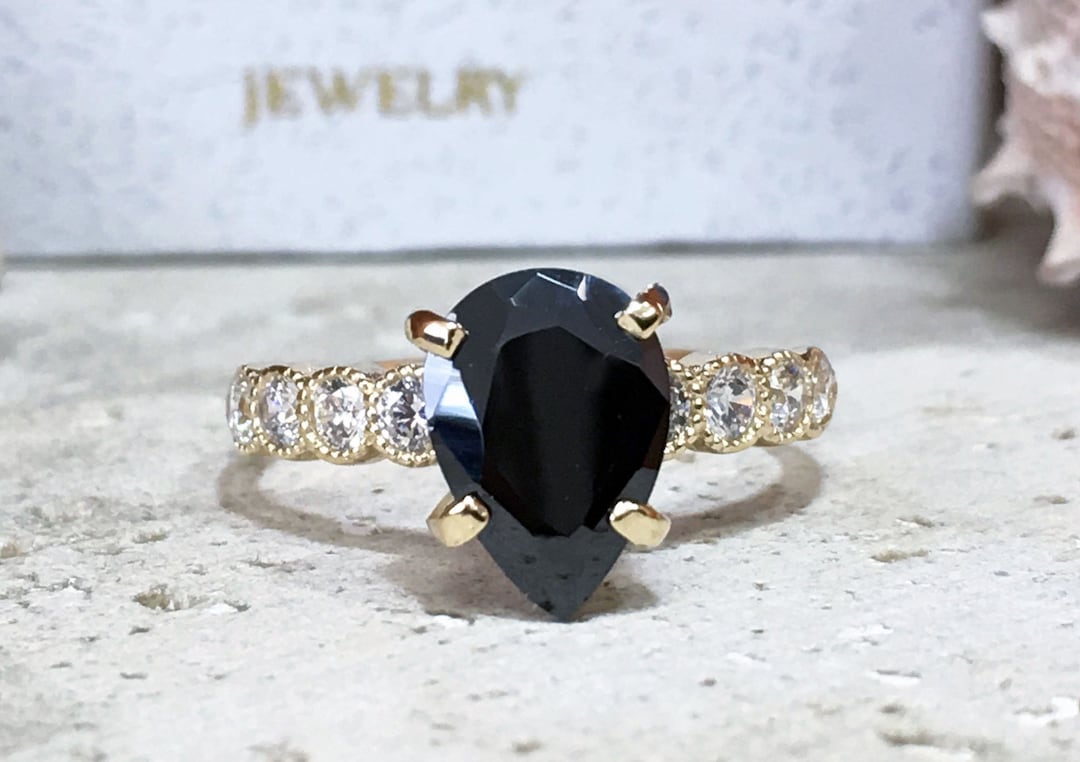 Black Onyx Ring - December Ring - Engagement Ring - Gold Ring ...