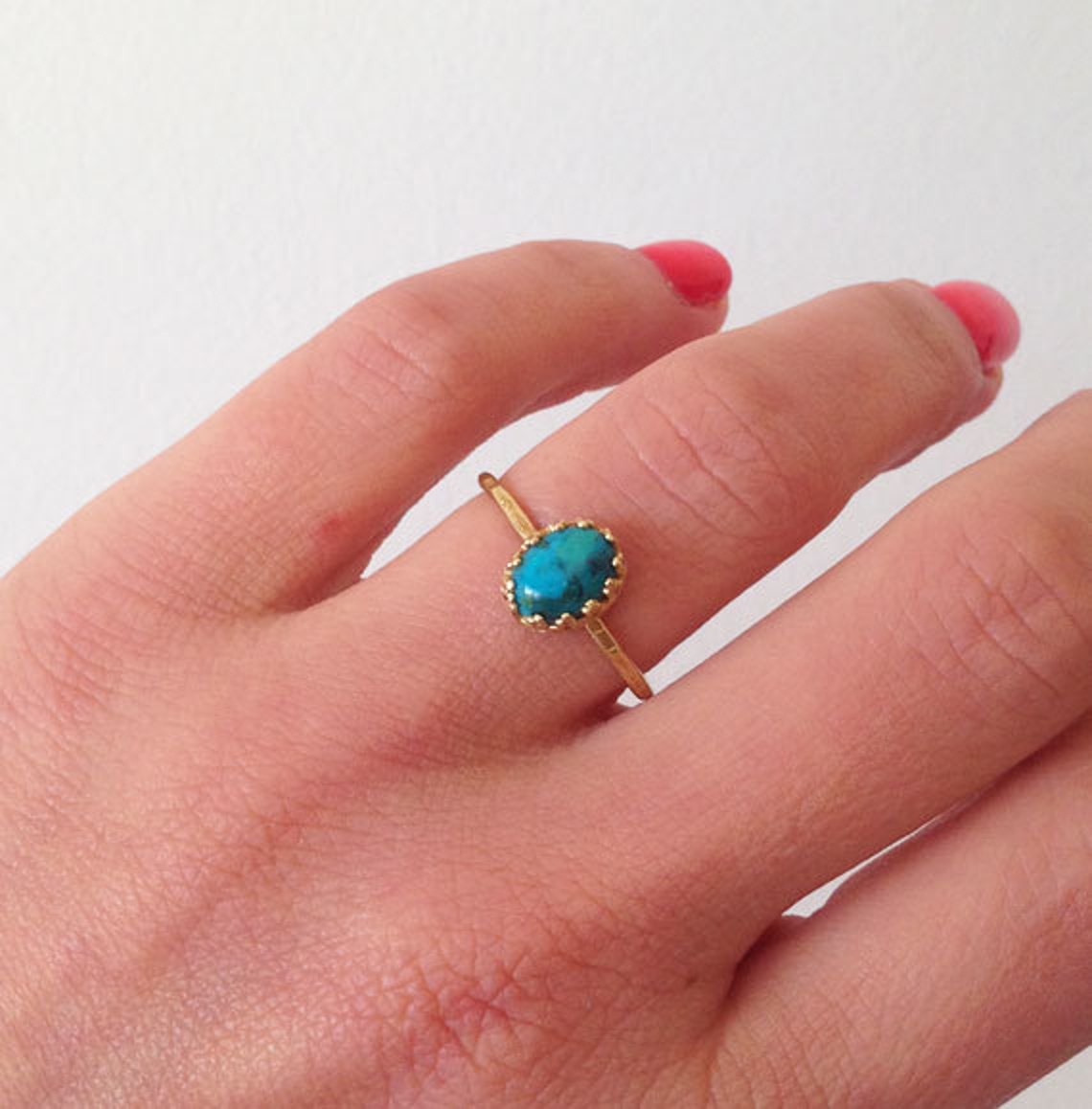 Green Turquoise Ring Gemstone Ring Gold Ring Stack Ring - Etsy