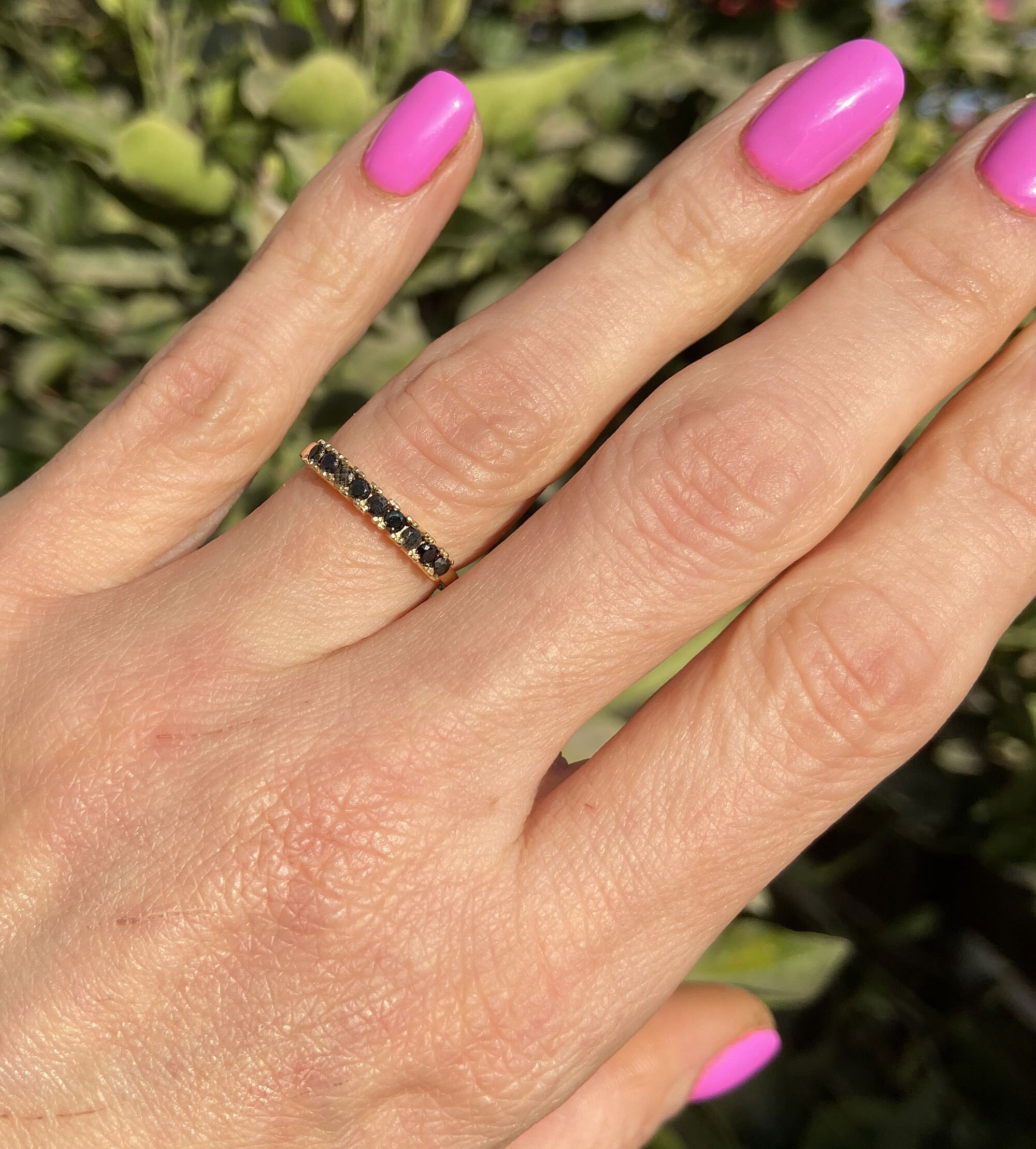 Black Onyx Ring December Ring Half Eternity Ring Tiny - Etsy UK