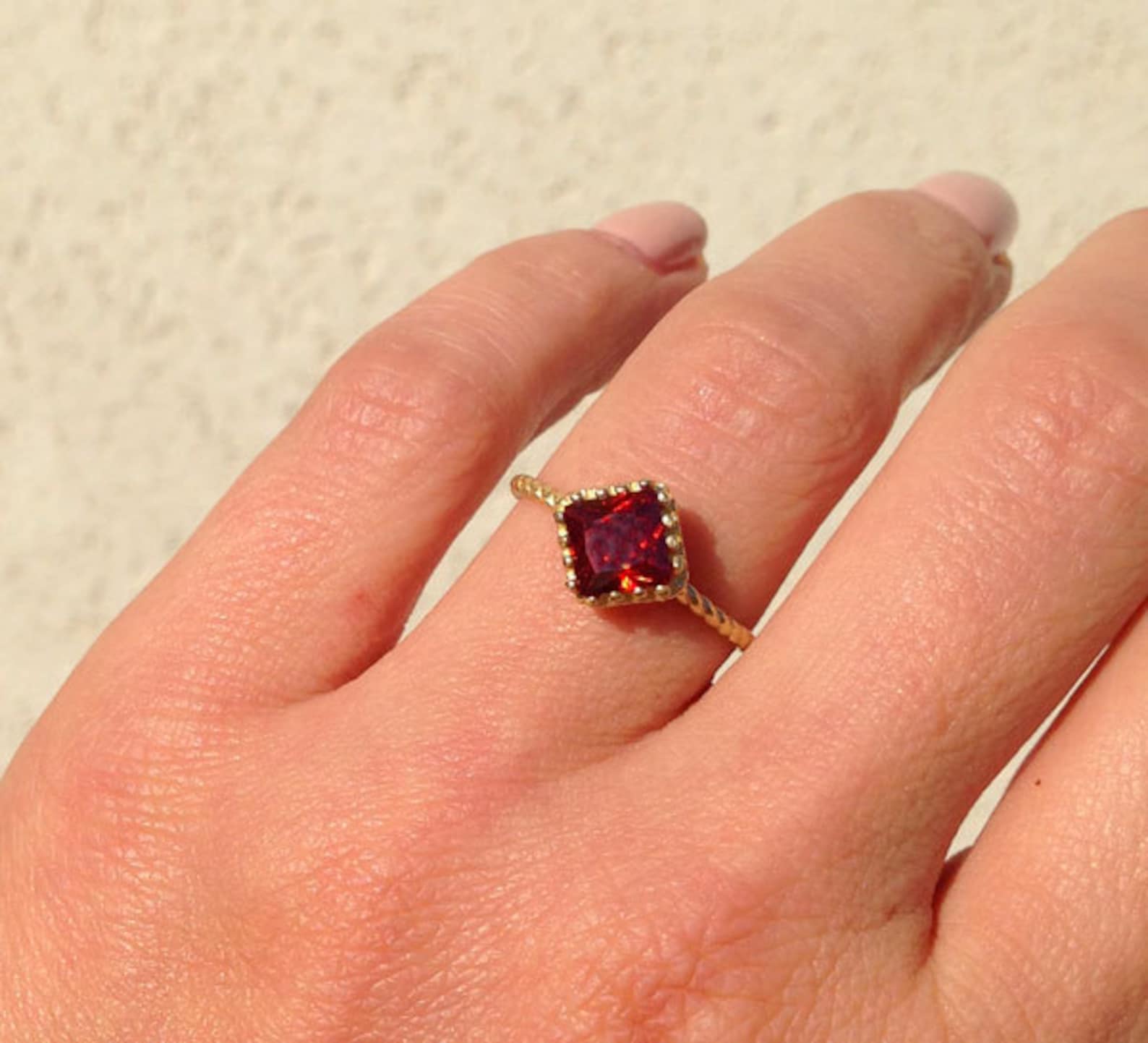 Garnet Ring January Birthstone Stacking Ring Gold Ring | Etsy