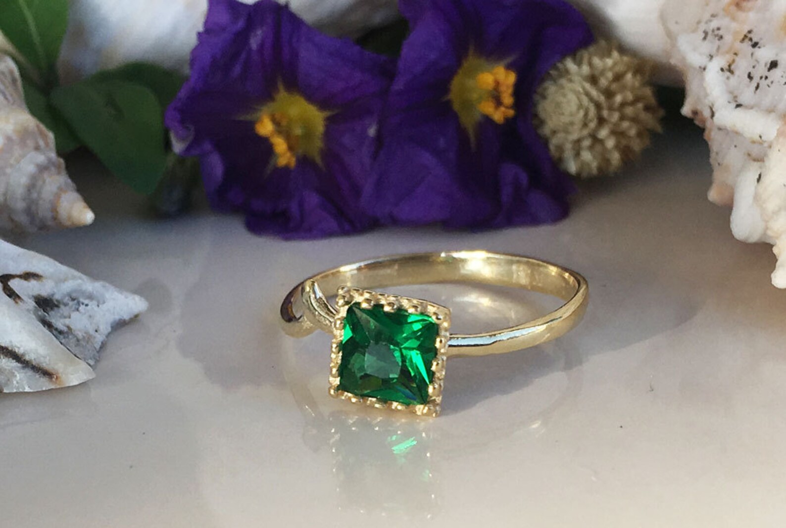 May Birthstone Jewelry Emerald Ring Gemstone Ring Gold - Etsy