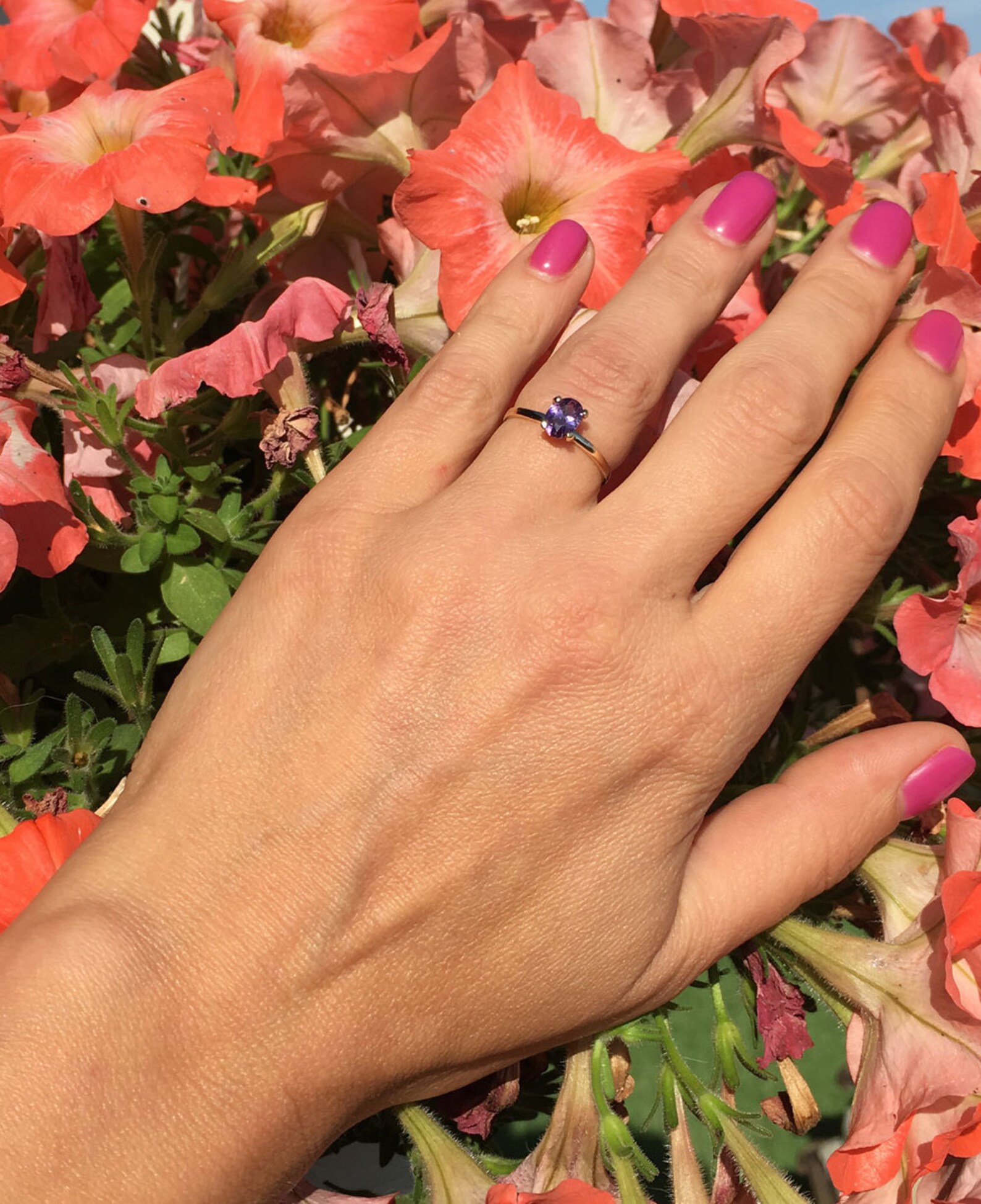 February Birthstone Jewelry Amethyst Ring Gold Ring Oval - Etsy