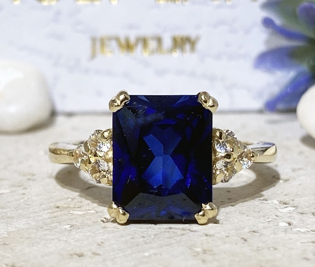 Blue Sapphire Ring September Birthstone Statement Ring - Etsy