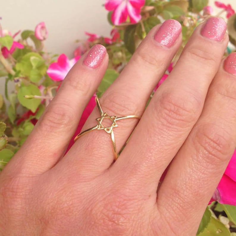 Star of David Ring - Jewish Magen David Simple Geometric Dainty Gold ...