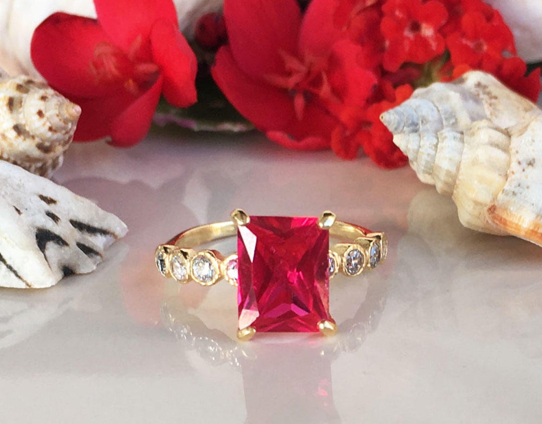 Ruby Ring Gold Ring July Birthstone Gemstone Band - Etsy