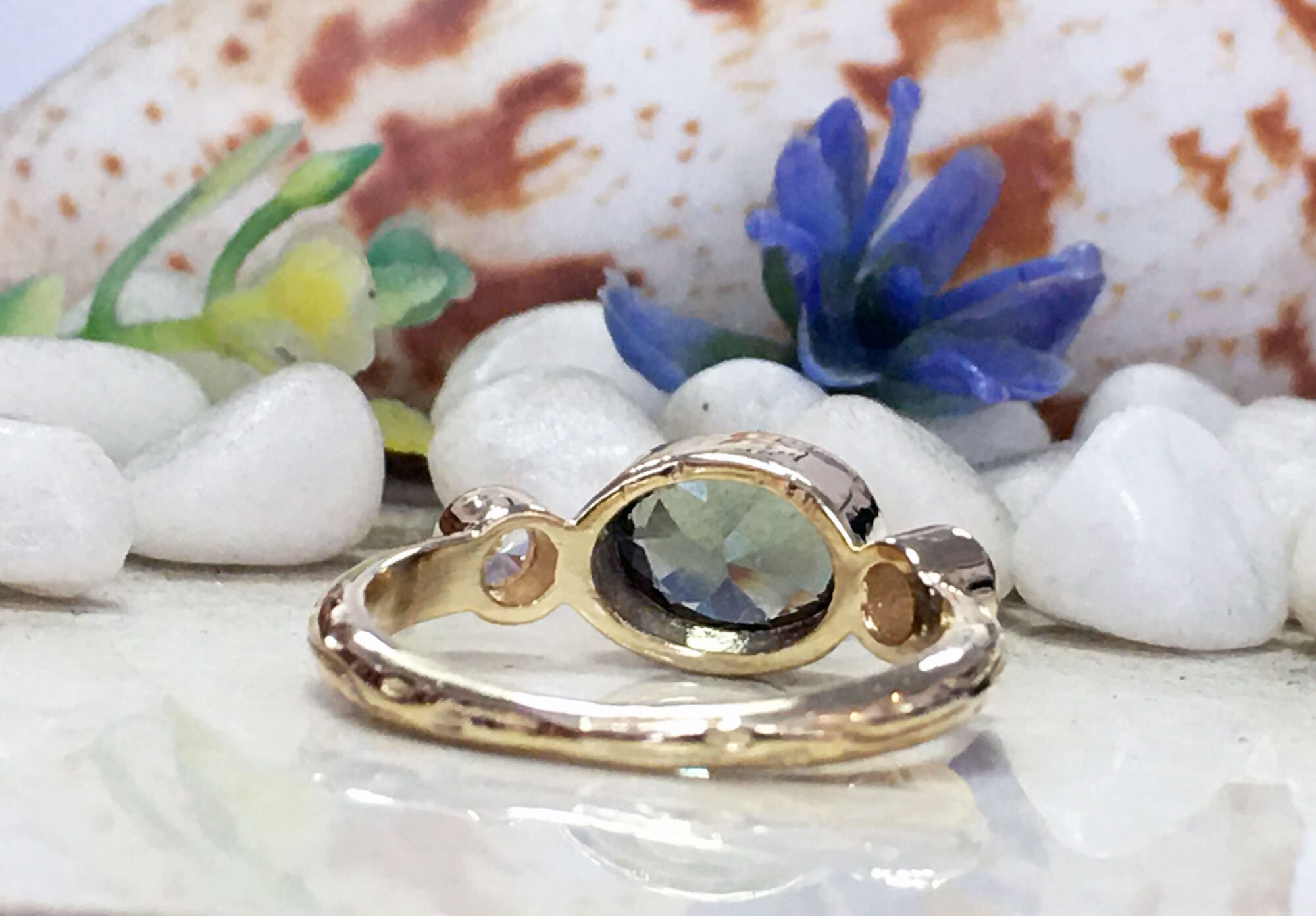 Green Tourmaline Ring Gemstone Ring Stacking Ring Gold | Etsy