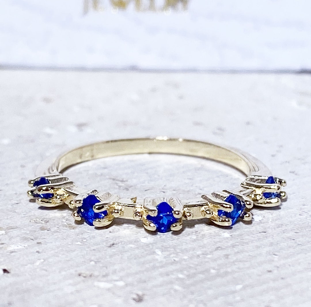 Blue Sapphire Ring - Tiny Ring - Slim Stack Ring - Dainty Ring - Prong ...