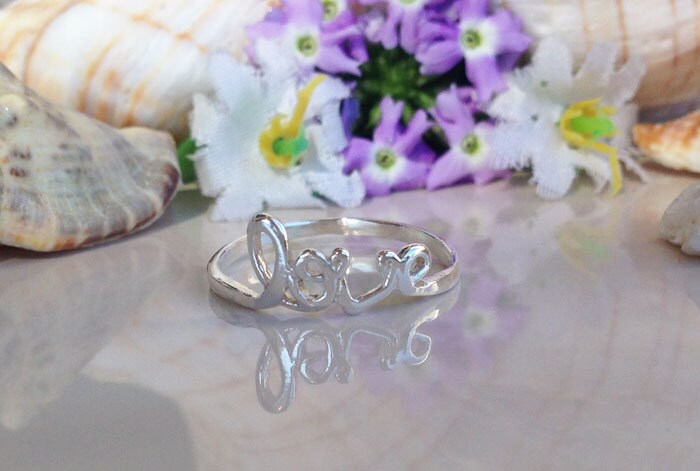 Love Ring Gold Ring Cursive Love Ring Simple Ring - Etsy
