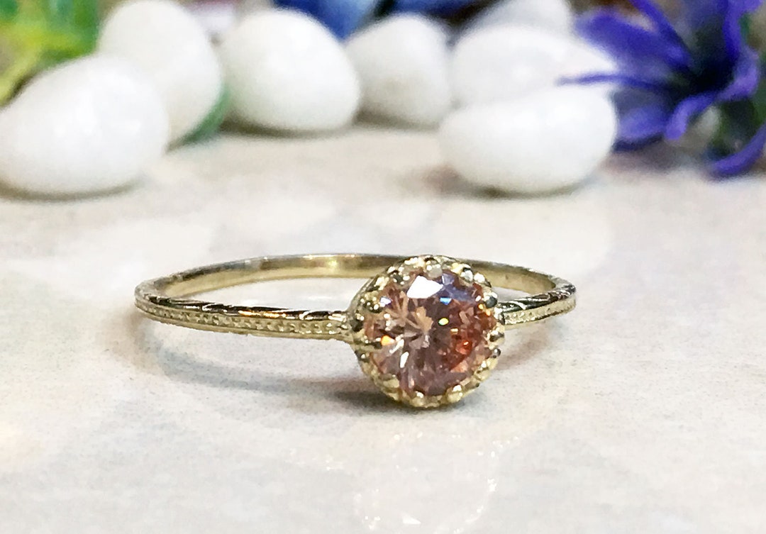 Citrine Ring – November Birthstone - Round Gemstone Vintage Crown ...