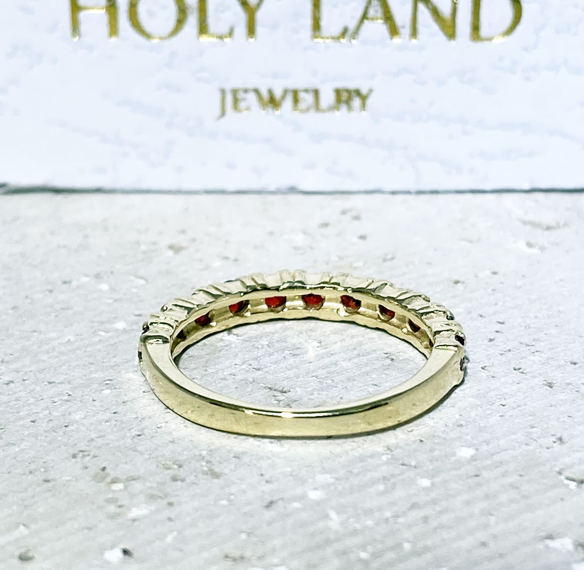Red Garnet Ring January Ring Half Eternity Ring Stacking - Etsy Israel