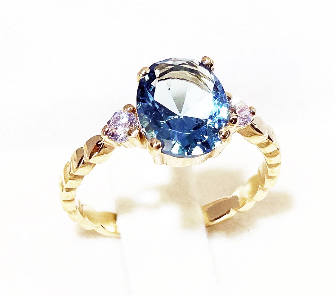 Blue Topaz Ring – December Birthstone Jewelry - Oval Gemstone Prong Set ...