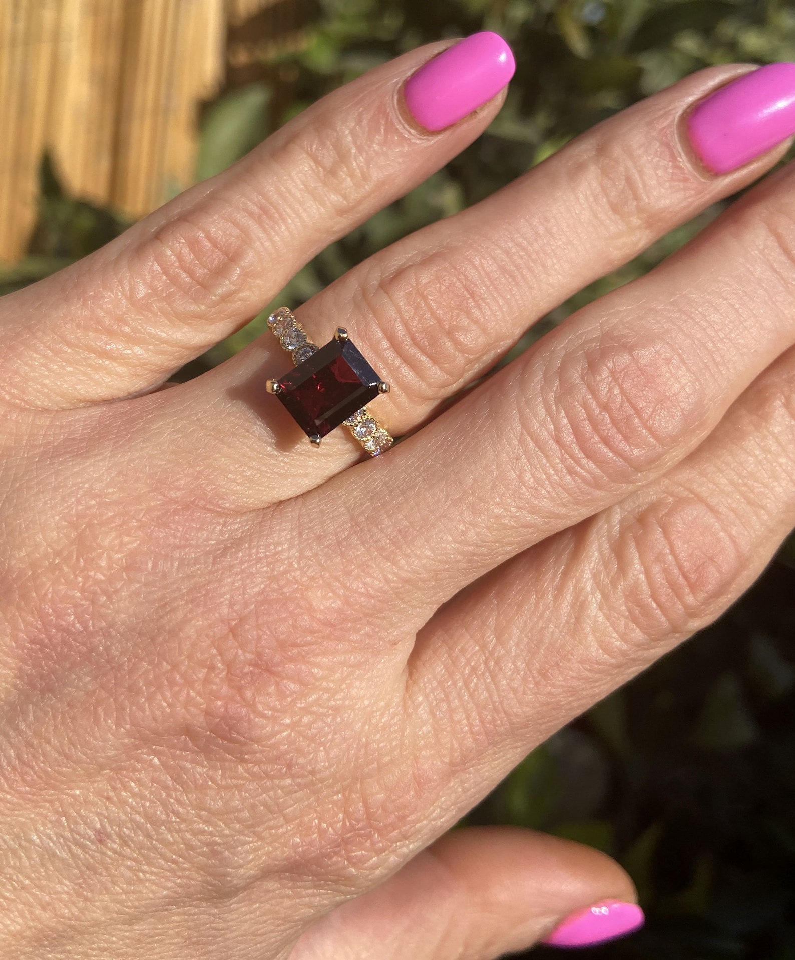 Red Garnet Ring January Ring Statement Ring Gold Ring Engagement Ring ...