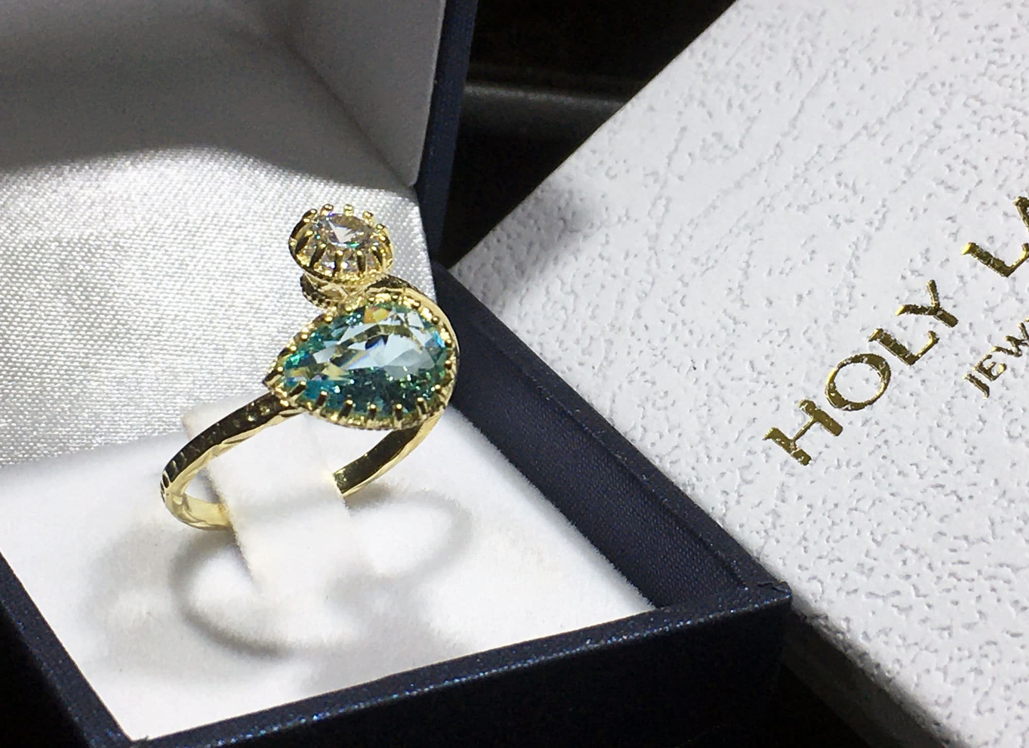 Blue Topaz Ring Dual Gemstone Ring Two Birthstone Ring | Etsy