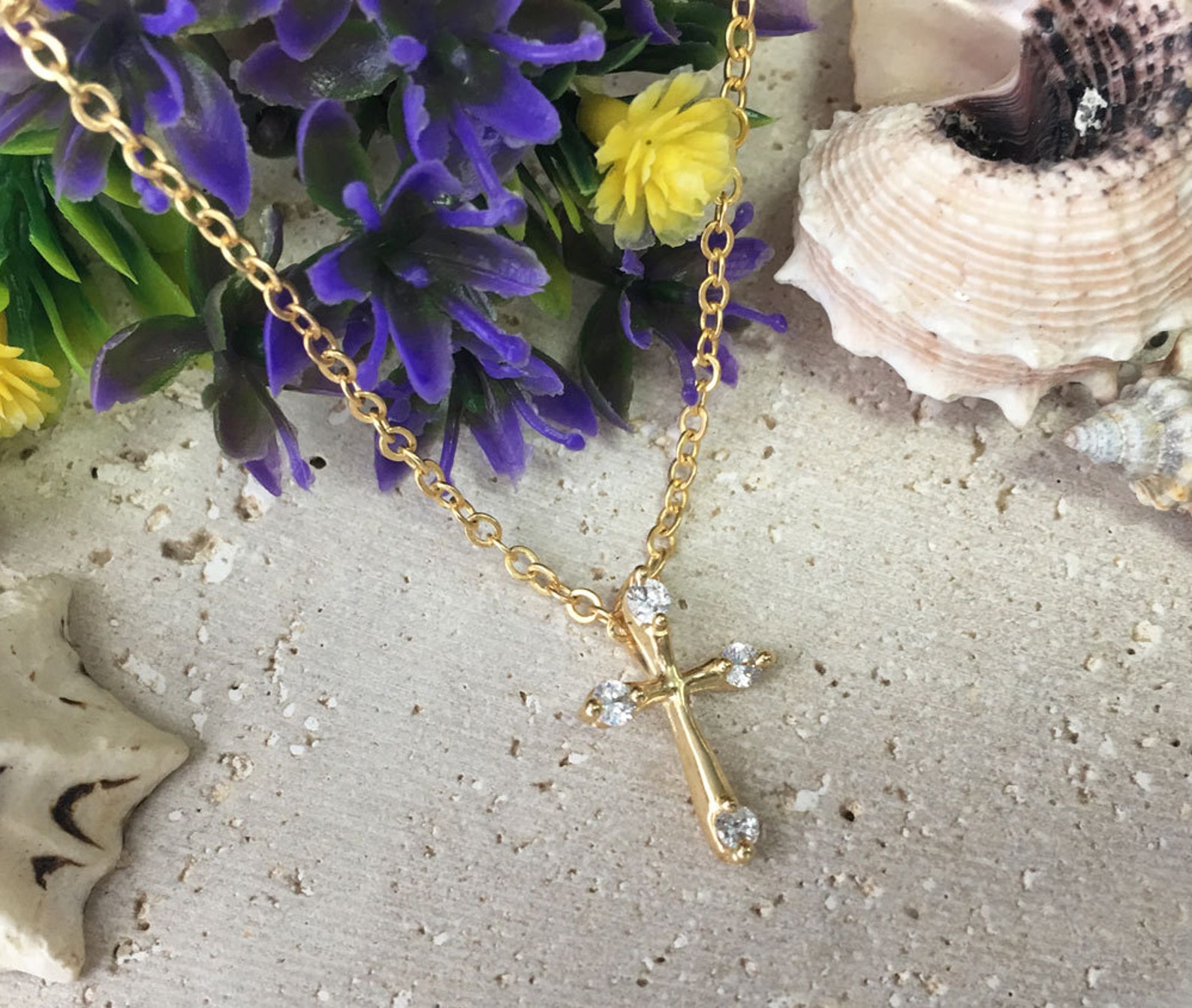 Cross Necklace - Small Cross - Gold Cross Necklace - Simple Necklace ...