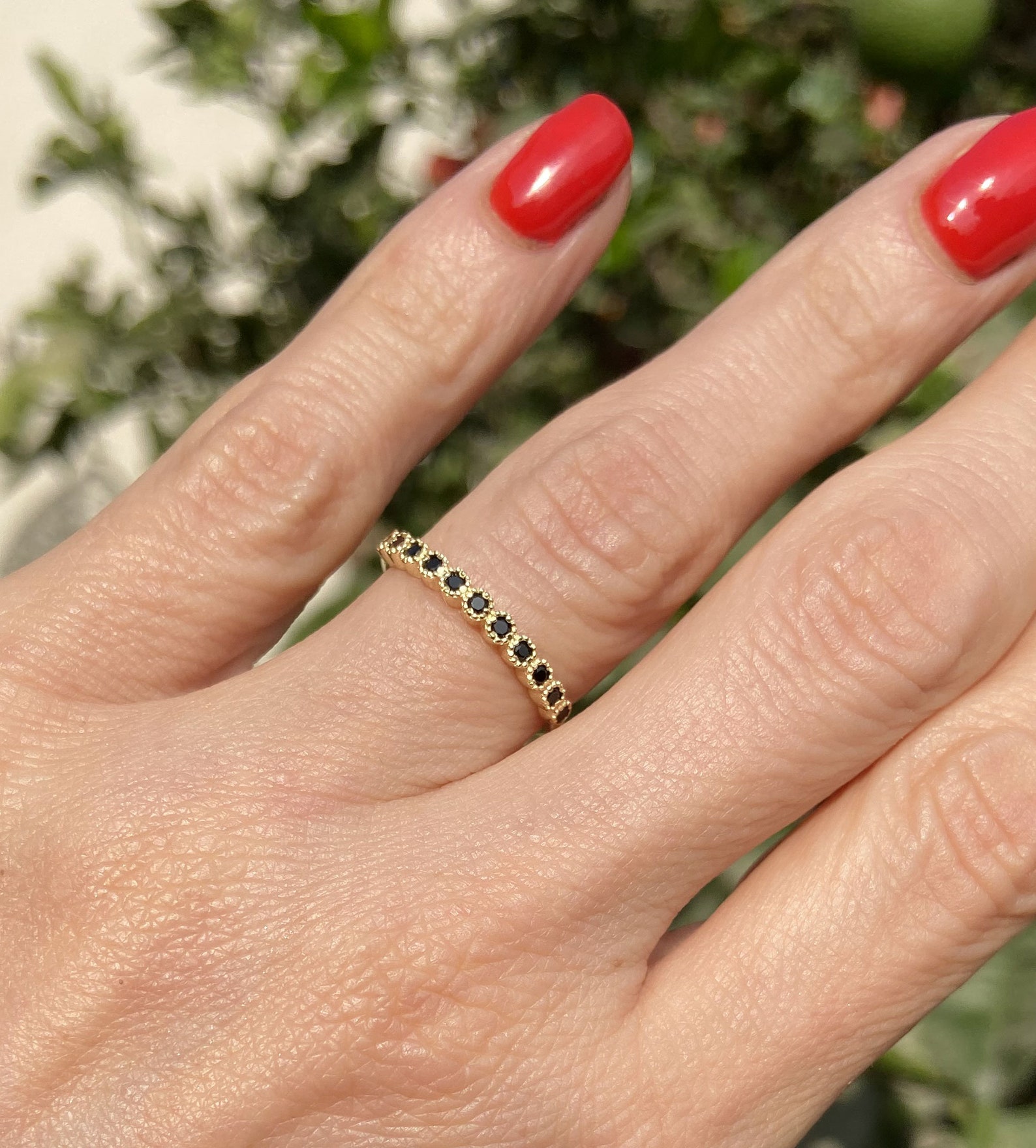 Black Onyx Ring December Ring Tiny Ring Stack Ring | Etsy