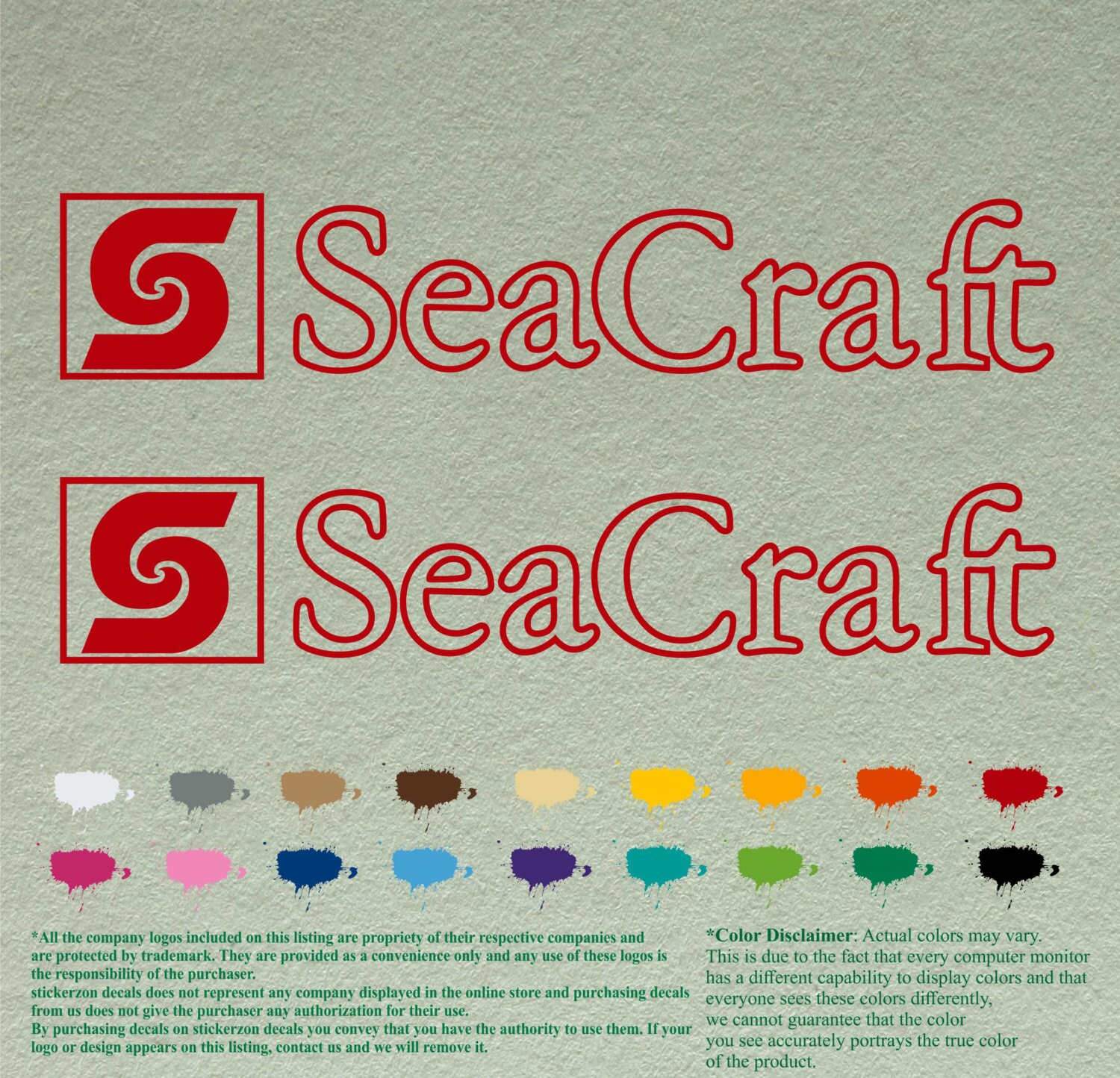 Pair Seacraft Decals Vinyl Stickers Boat Outboard Motor Lot of - Etsy