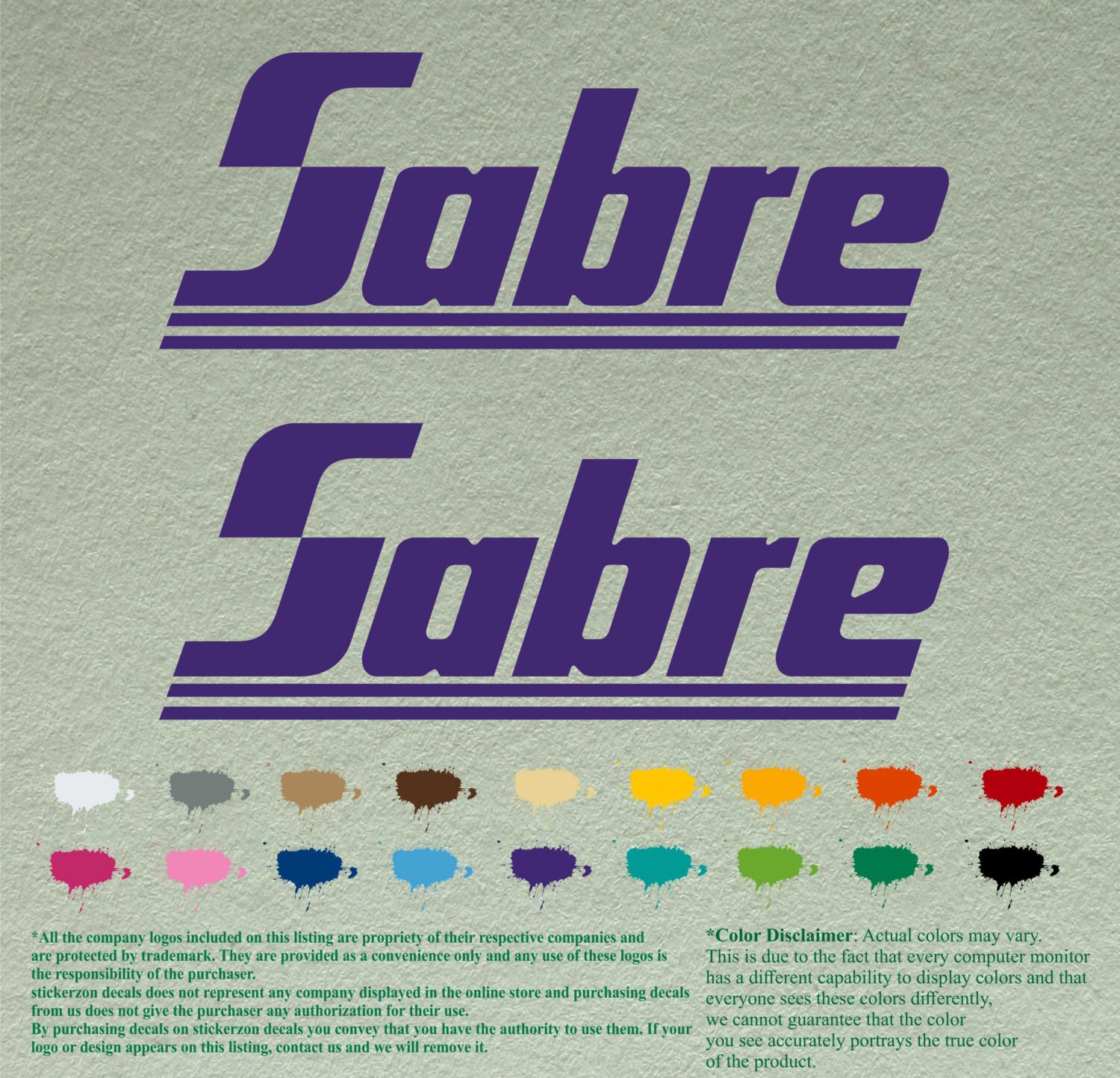 Pair Sabre Decals Vinyl Stickers Boat Outboard Motor Lot of 2 | Etsy