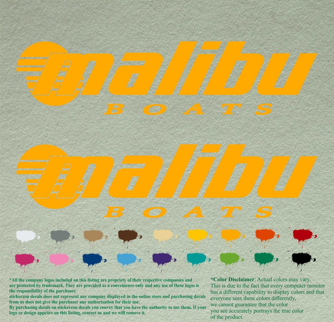 Pair Malibu Boats Decals Vinyl Stickers Boat Outboard Motor Lot of 2 - Etsy